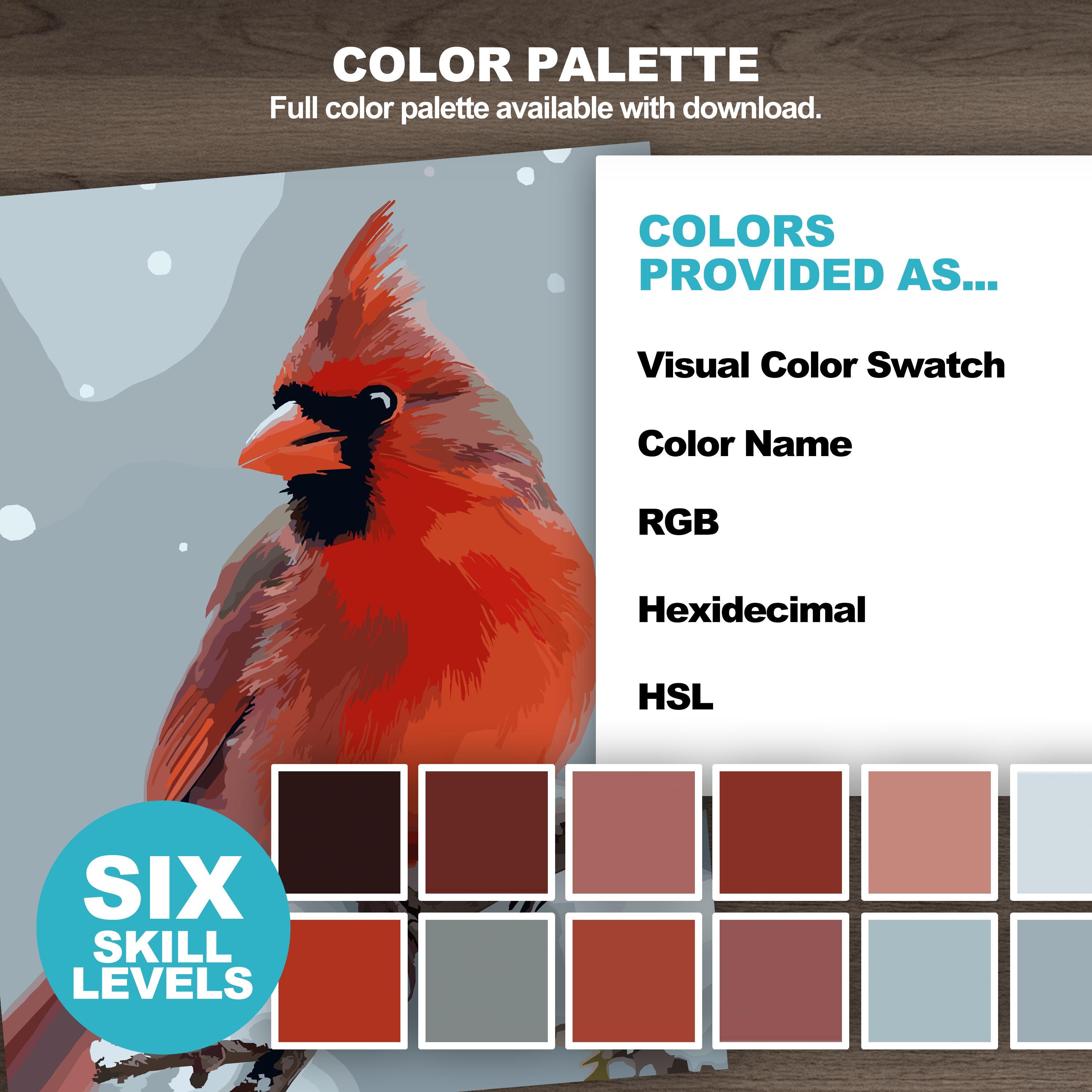 Red Cardinal Color by Number Printable: Winter Bird Paint by Number ...