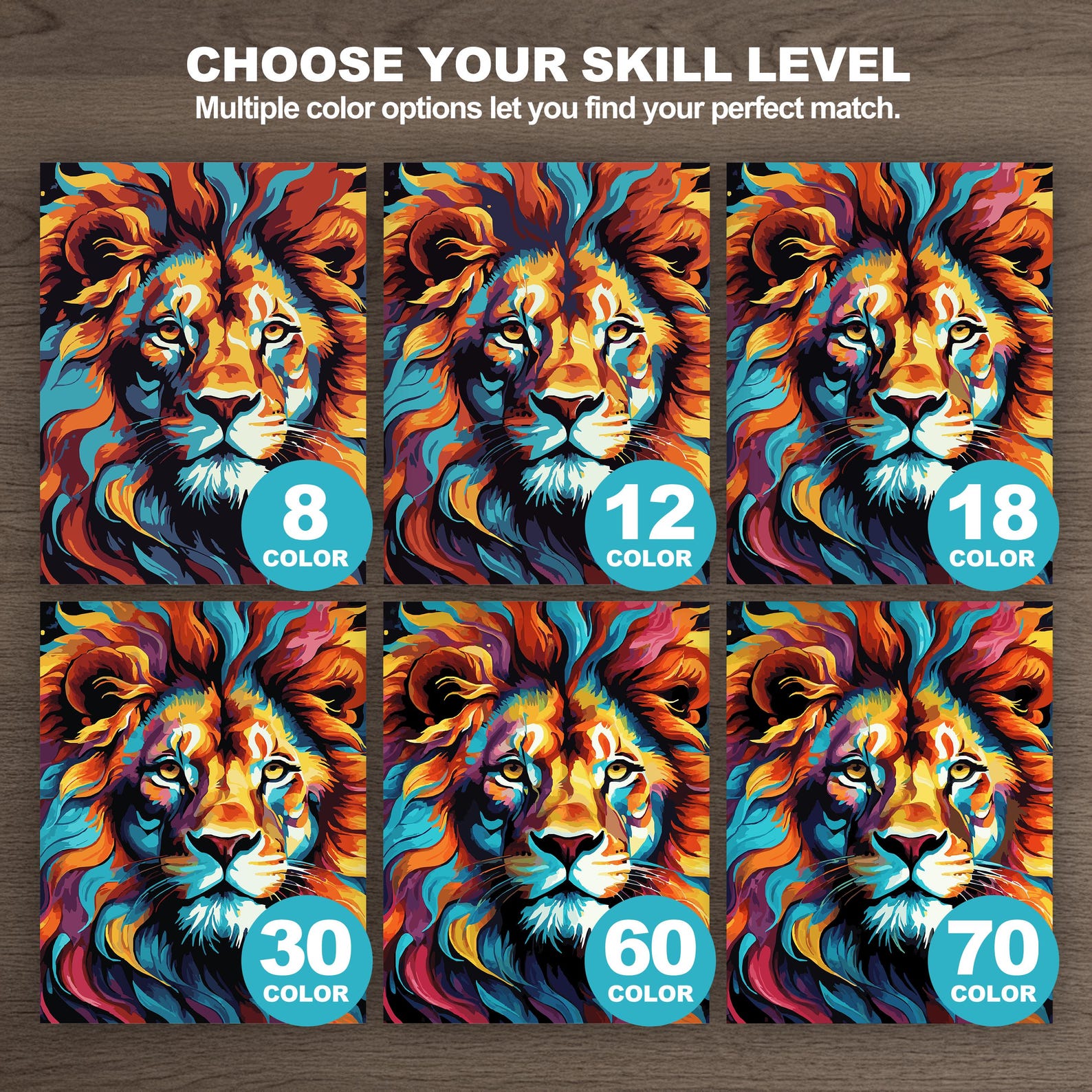 Color by Number Lion (6 Skill Levels) Digital Download | Printable ...