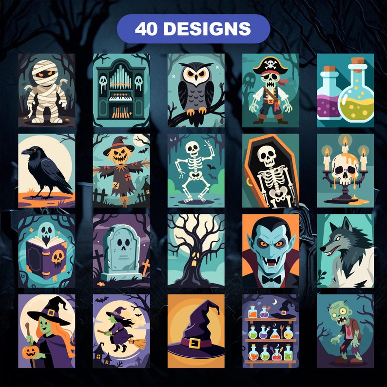 Easy Halloween Color by Number Bundle: 40 Spooky Designs (printable ...
