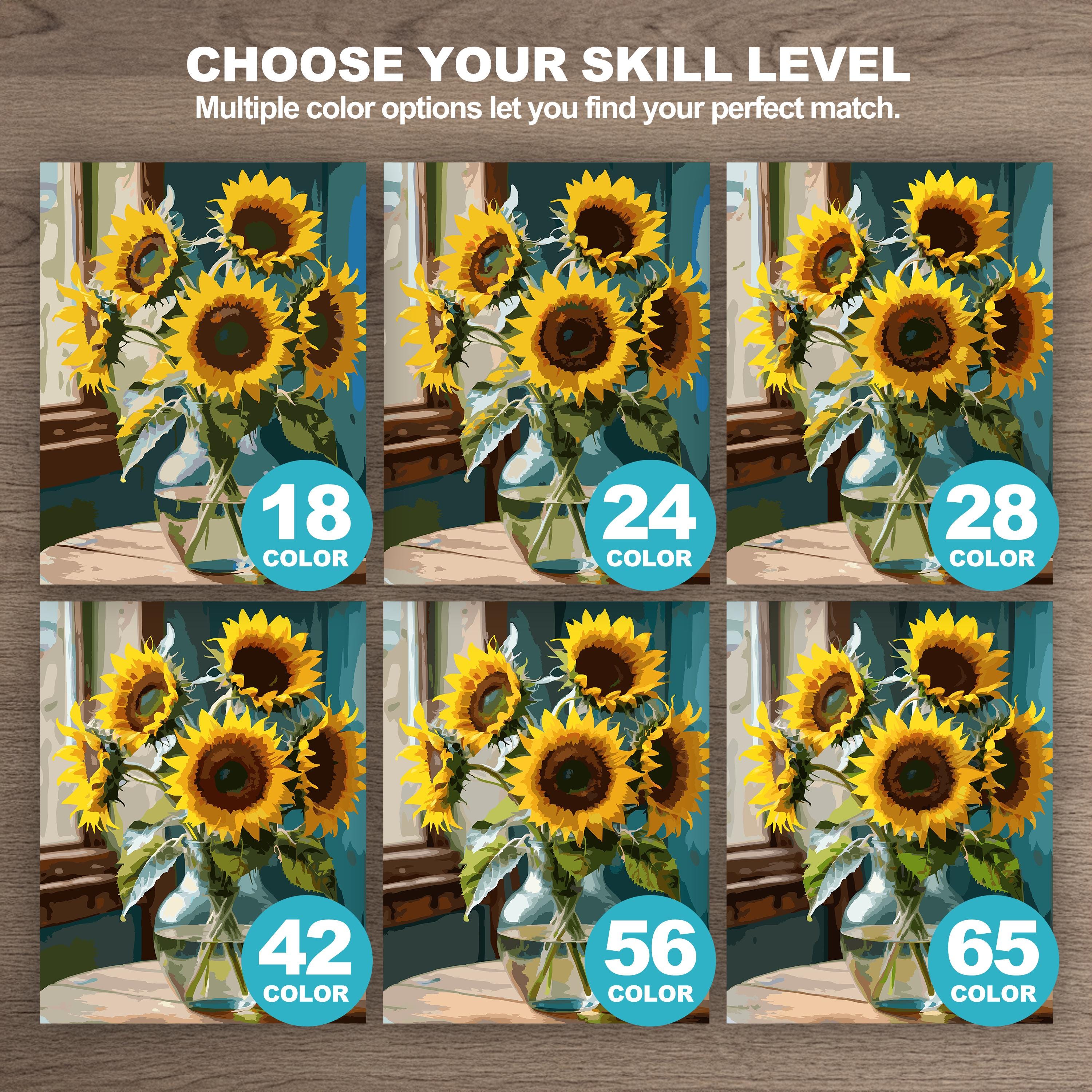 Color by Number for Adults Printable Sunflower Coloring Page Digital ...