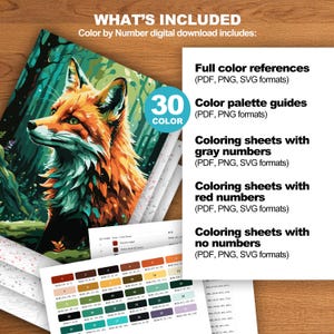 Fox Printable Color by Number (30-color) Digital Download, Digital ...
