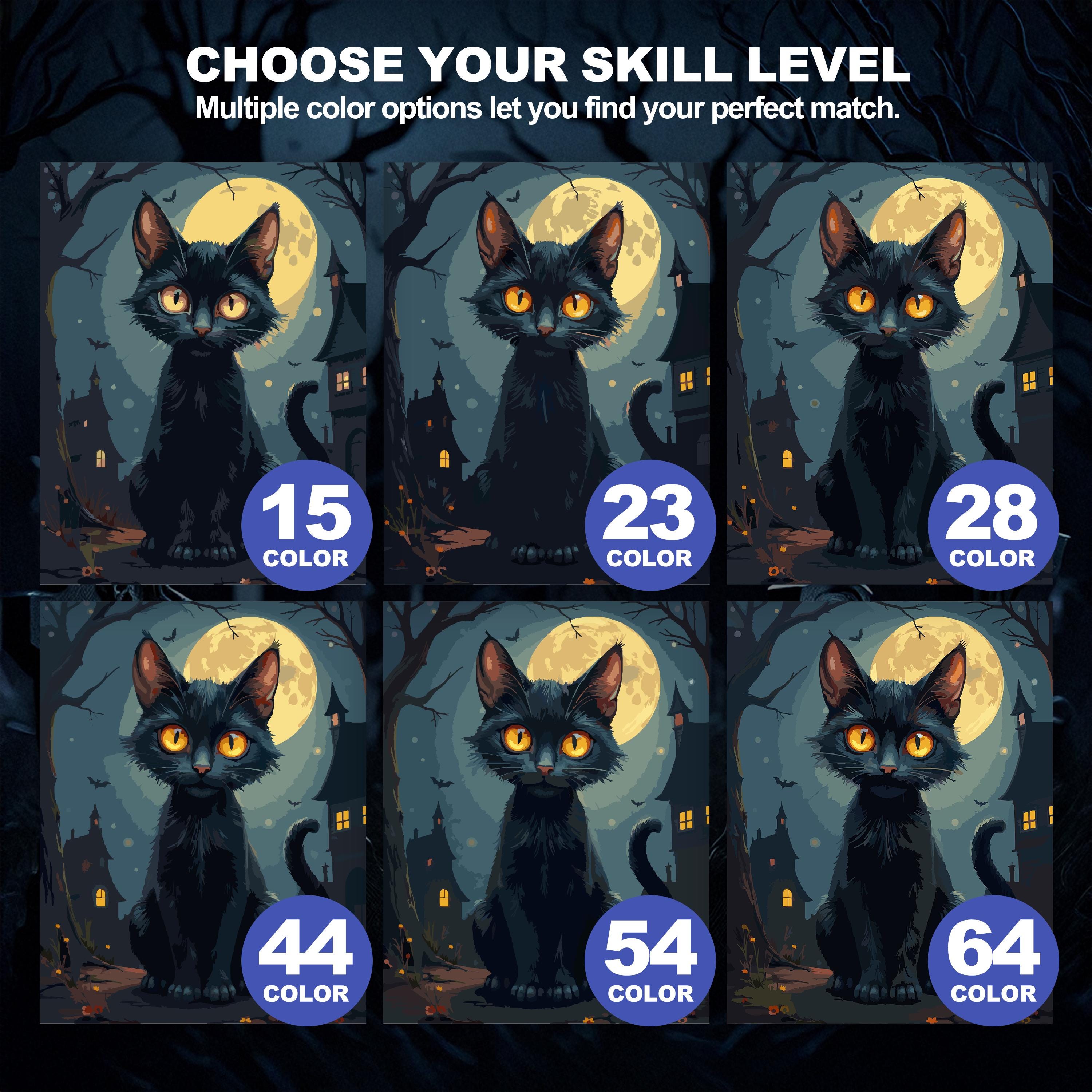 Color by Number Black Cat: Spooky Halloween Paint by Numbers Printable ...