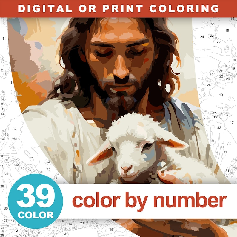 Jesus Color by Number (39-color) Digital or Printable – Lost Lamb ...