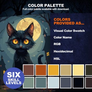 Color by Number Black Cat: Spooky Halloween Paint by Numbers Printable ...