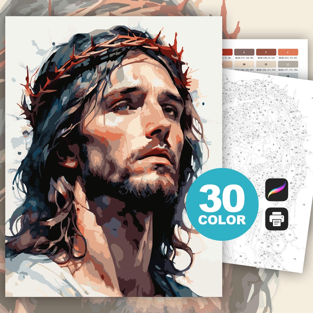 Jesus Color by Number for Adults Printable Christian Coloring Page ...