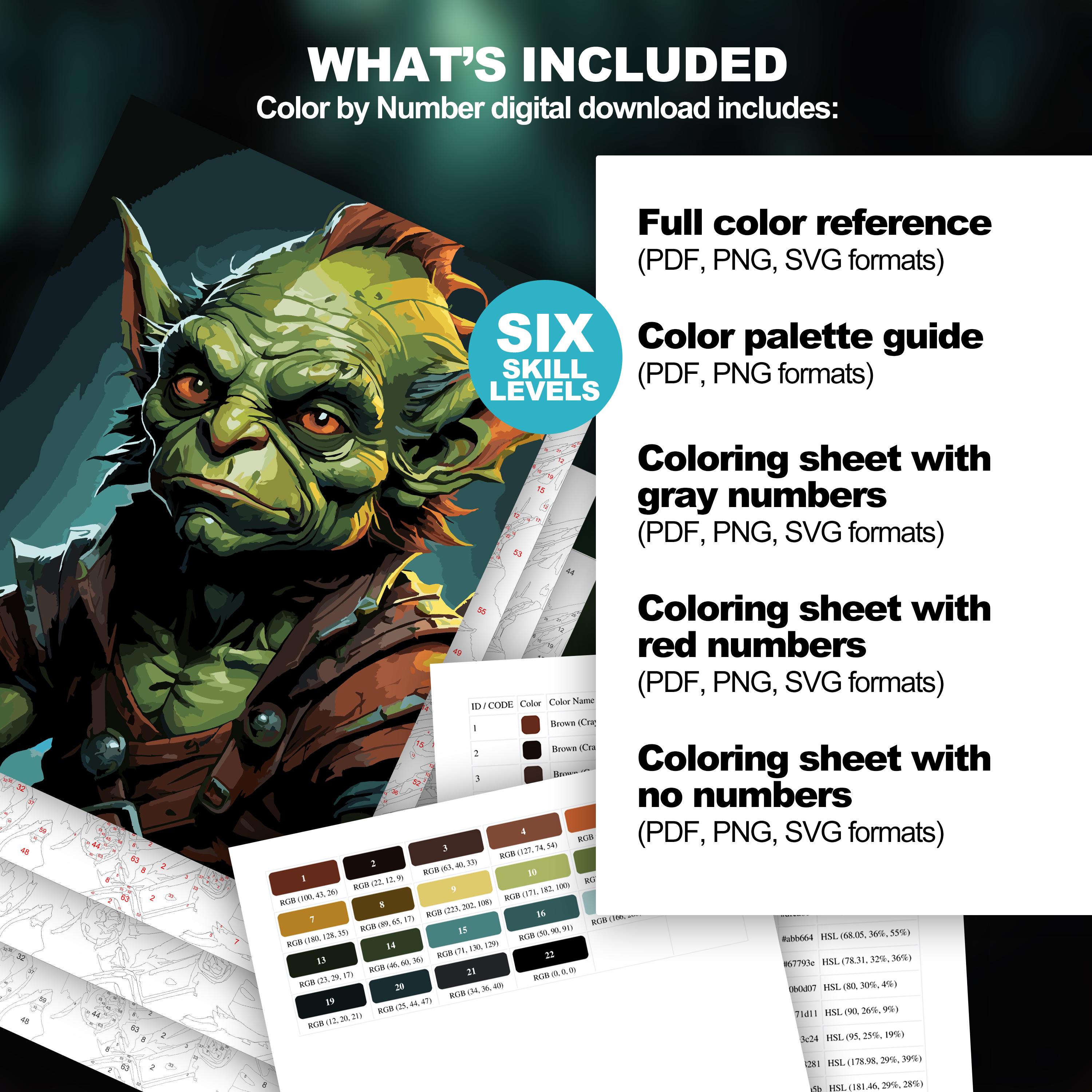 Goblin Color by Number (6 Skill Levels) | Printable and Digital ...