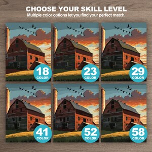 Color by Number Barn (6 Skill Levels): Paint by Numbers Printable ...