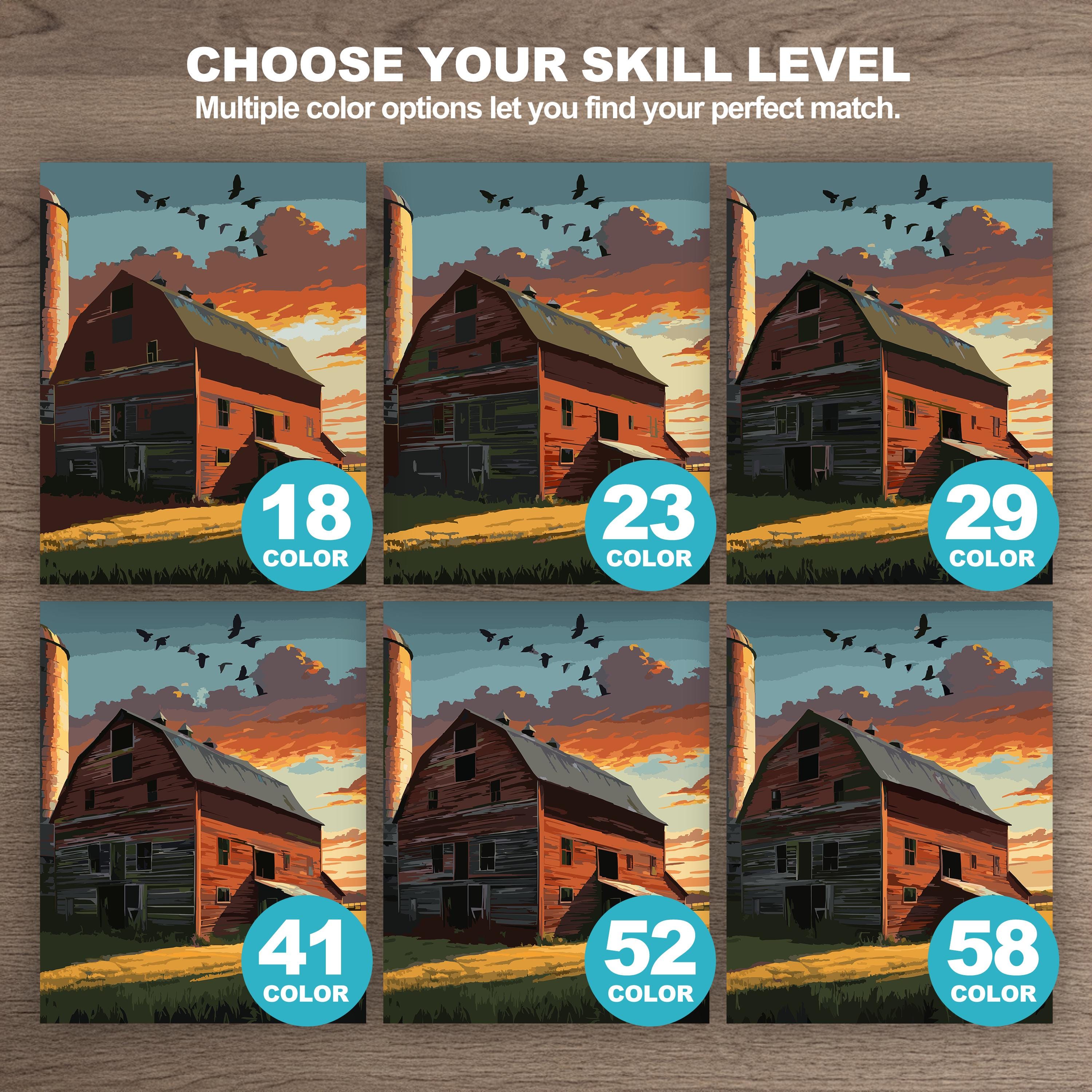 Color by Number Barn (6 Skill Levels): Paint by Numbers Printable ...