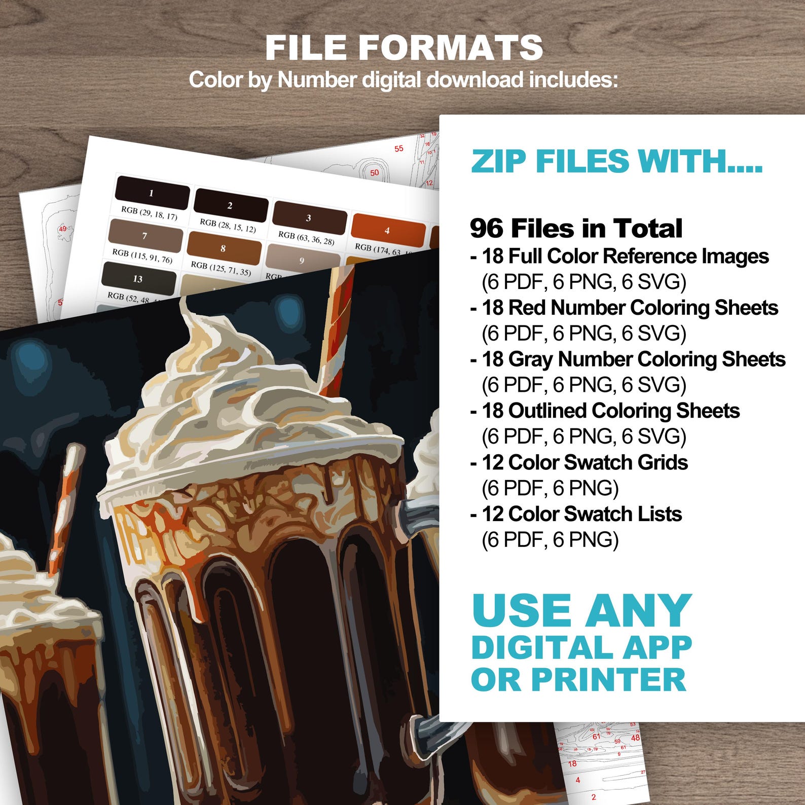 Color by Number for Adults Printable Root Beer Float Coloring Page ...