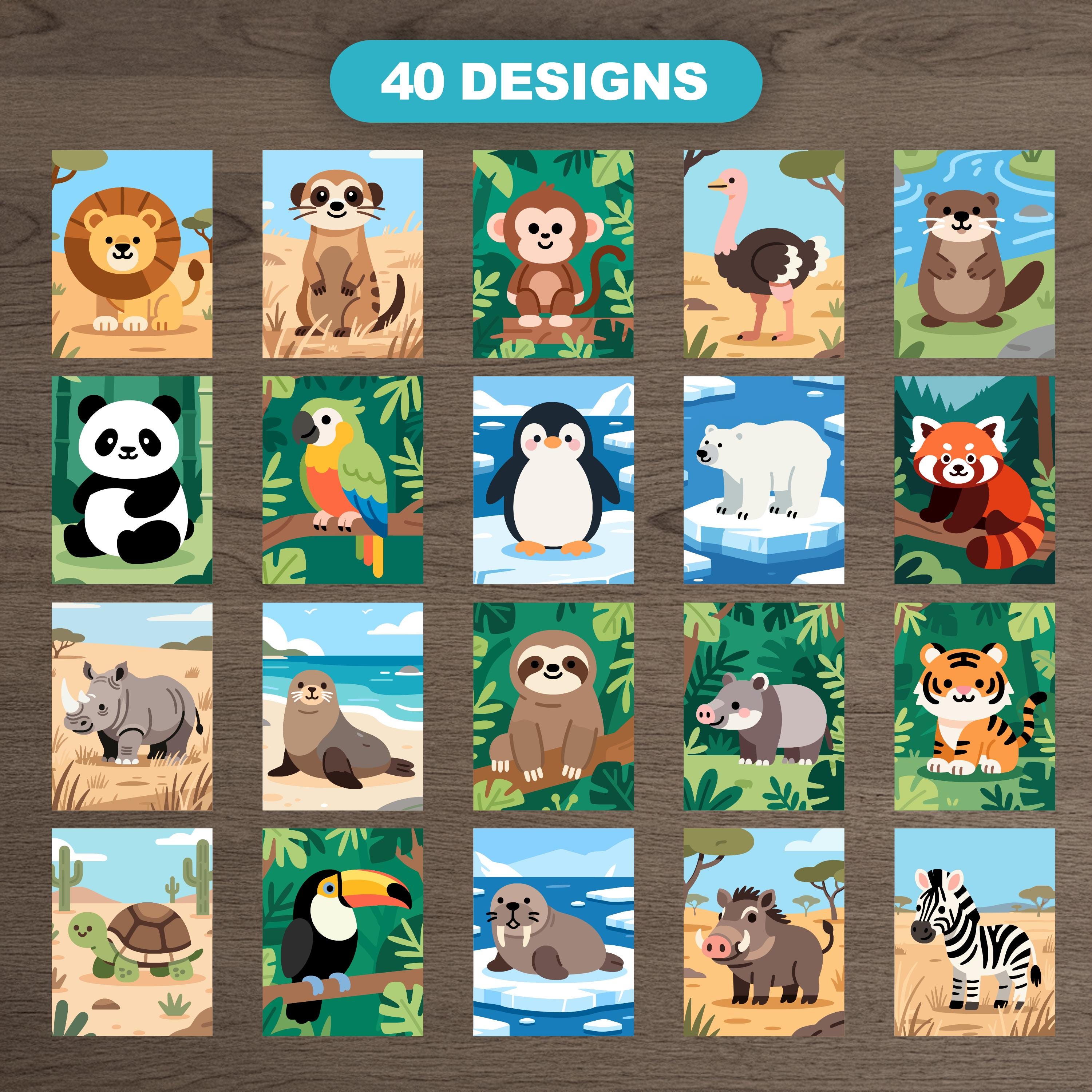 Easy Color by Number Animals Coloring Bundle: 40 Beginner Wildlife ...