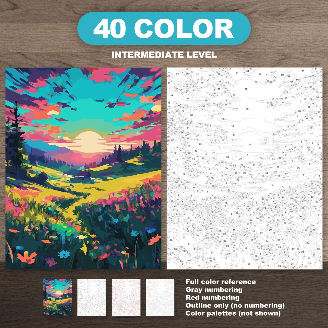 Landscape Color by Number for Adults Paint by Number Printable Coloring ...