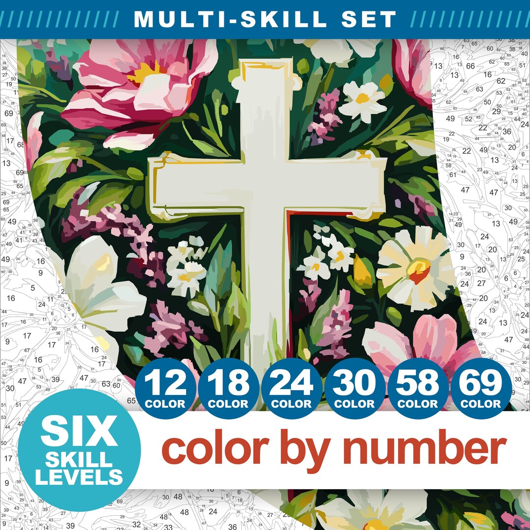 Christian Color by Number for Adult Paint by Number Digital Jesus Color ...