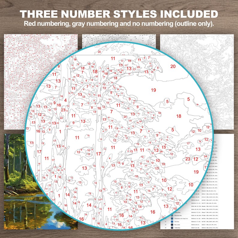 Creek Color by Number: Forest Scene Printable (digital Download) - Etsy