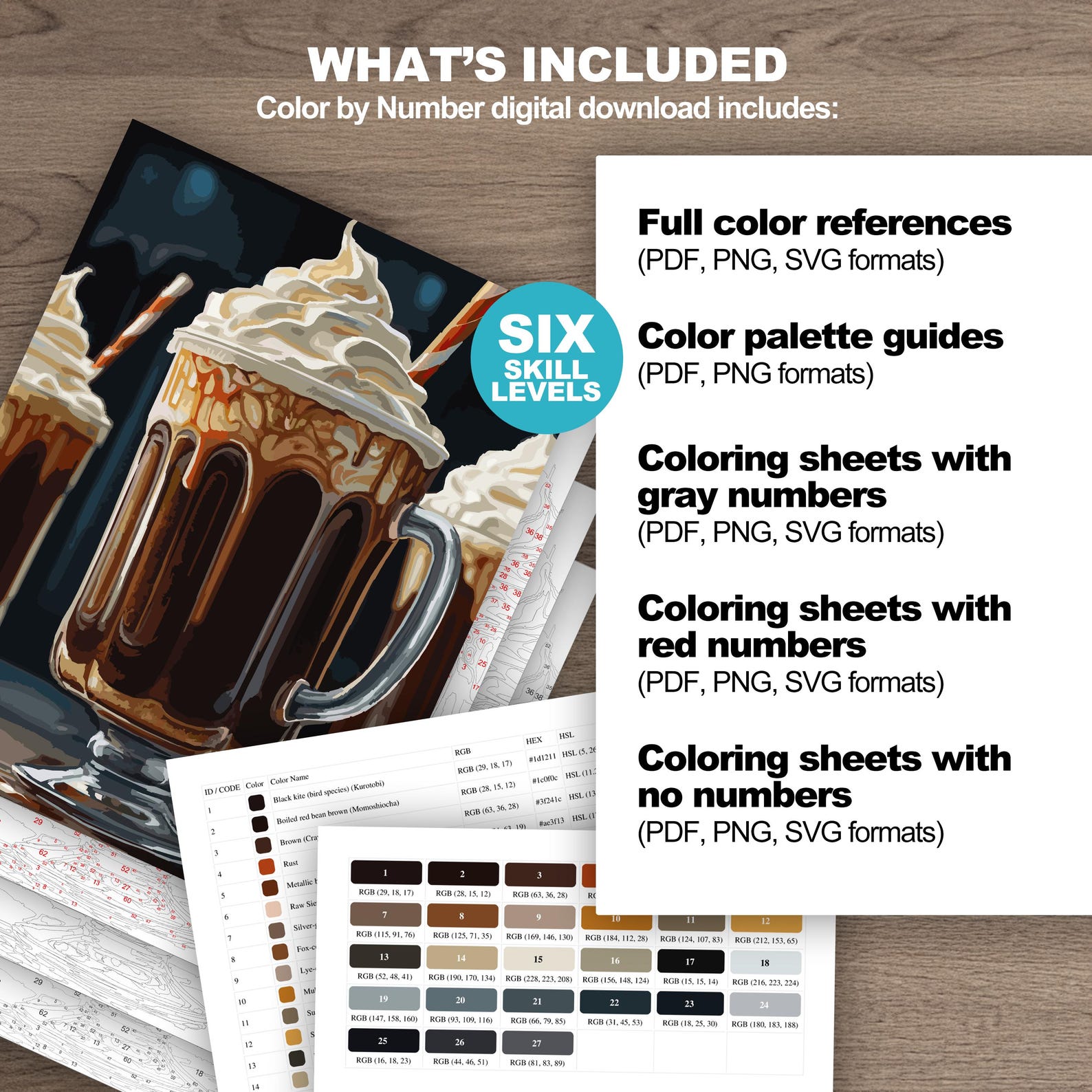 Color by Number for Adults Printable Root Beer Float Coloring Page ...