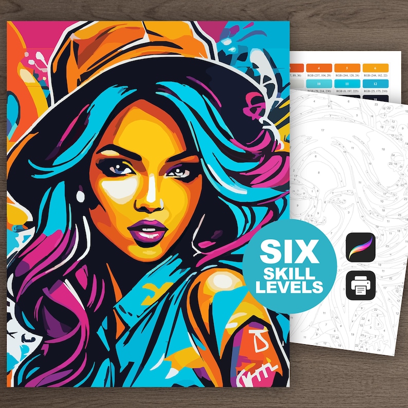 Color by Number Graffiti Girl Woman Portrait Painting by Numbers ...