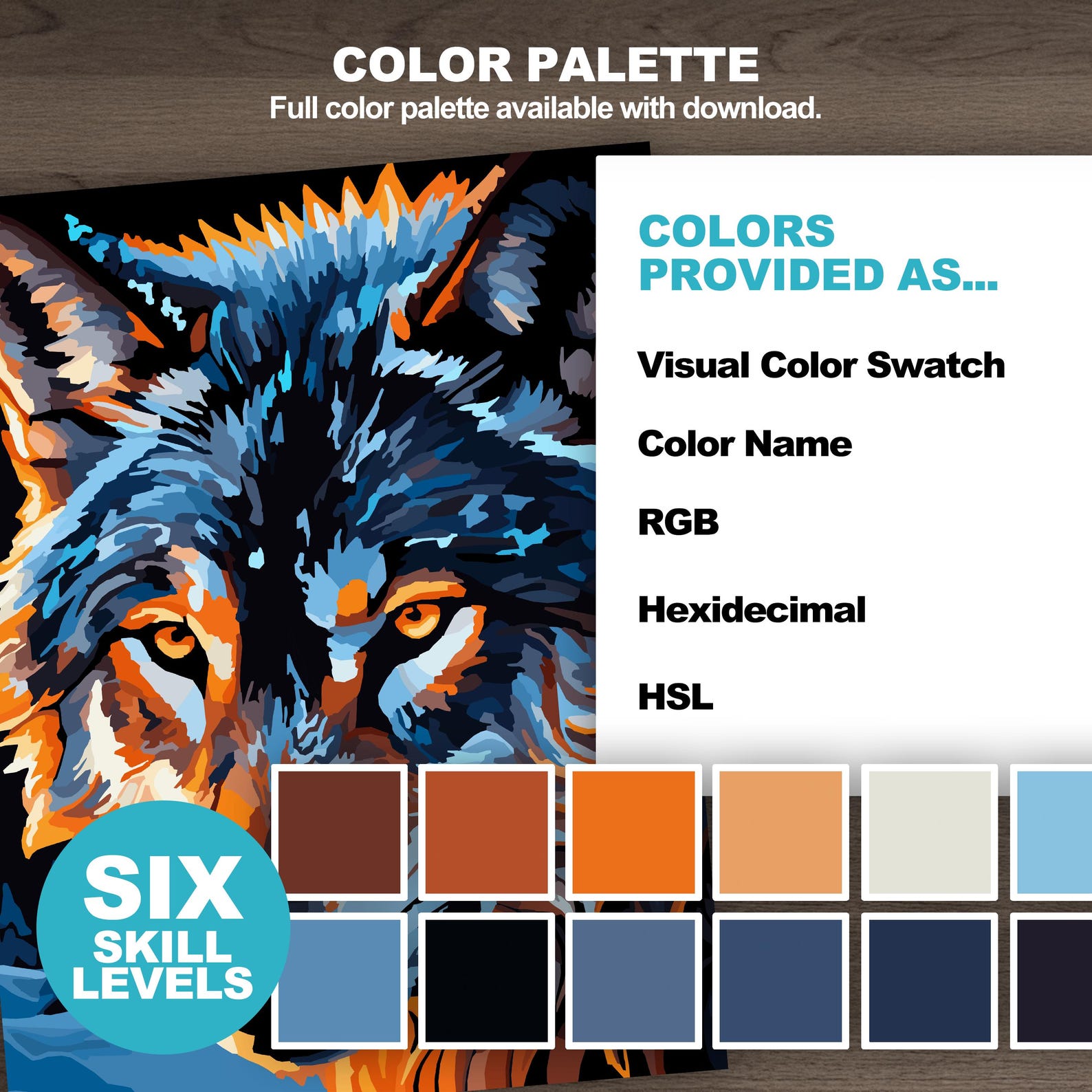 Printable Paint by Number Wolf: Adult Coloring Pages for Procreate (6 ...