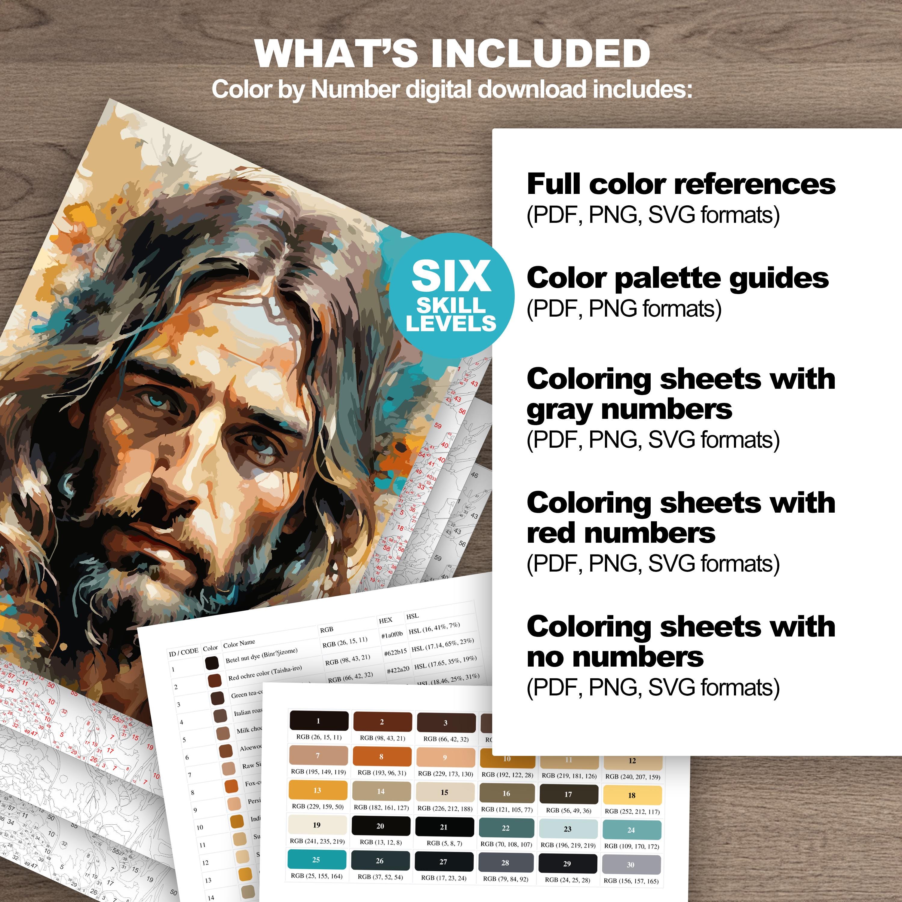 Jesus Color by Number for Adults Printable Christian Coloring Page ...
