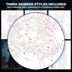 Color by Number Black Cat: Spooky Halloween Paint by Numbers Printable ...