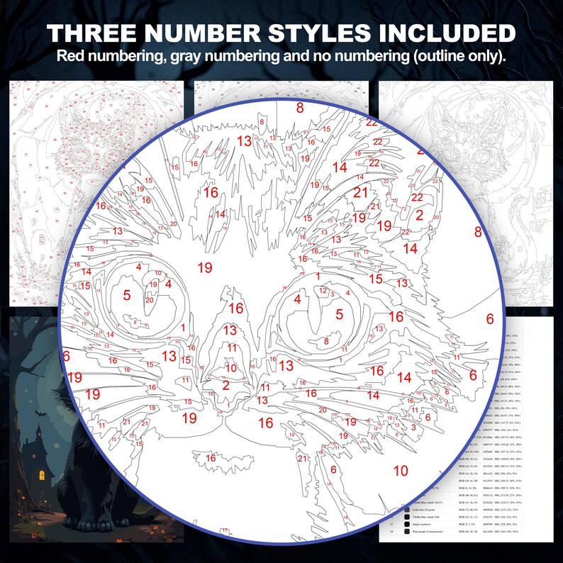 Color by Number Black Cat: Spooky Halloween Paint by Numbers Printable ...