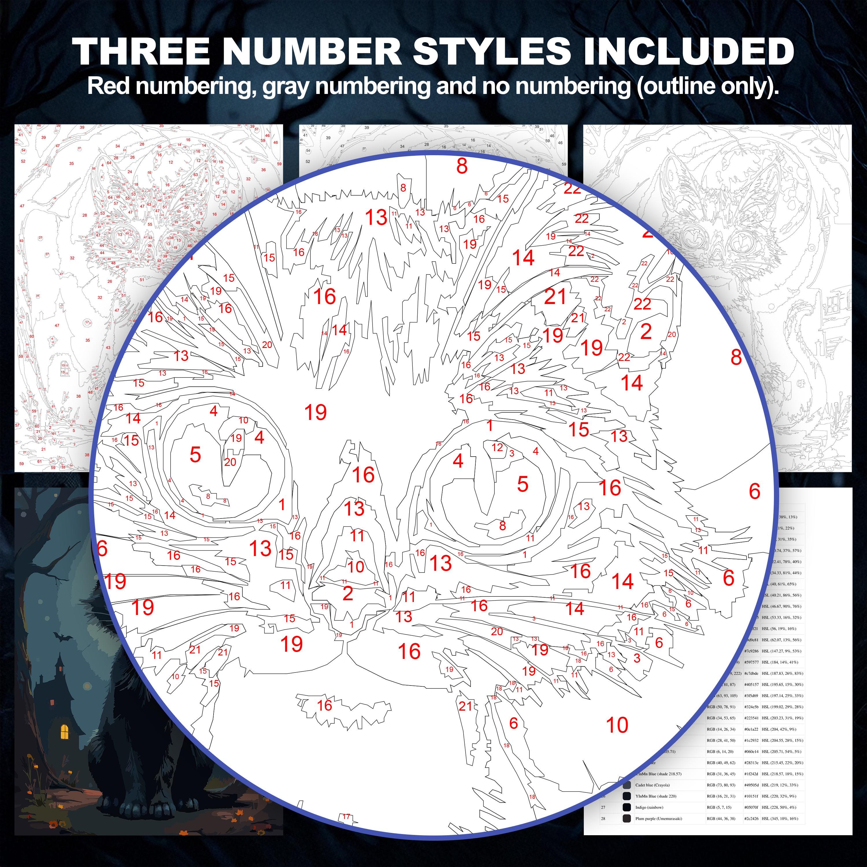 Color by Number Black Cat: Spooky Halloween Paint by Numbers Printable ...