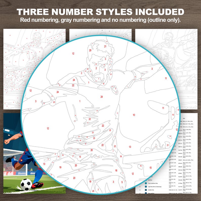Paint by Number Kit Soccer Player: Procreate or Printable Adult ...