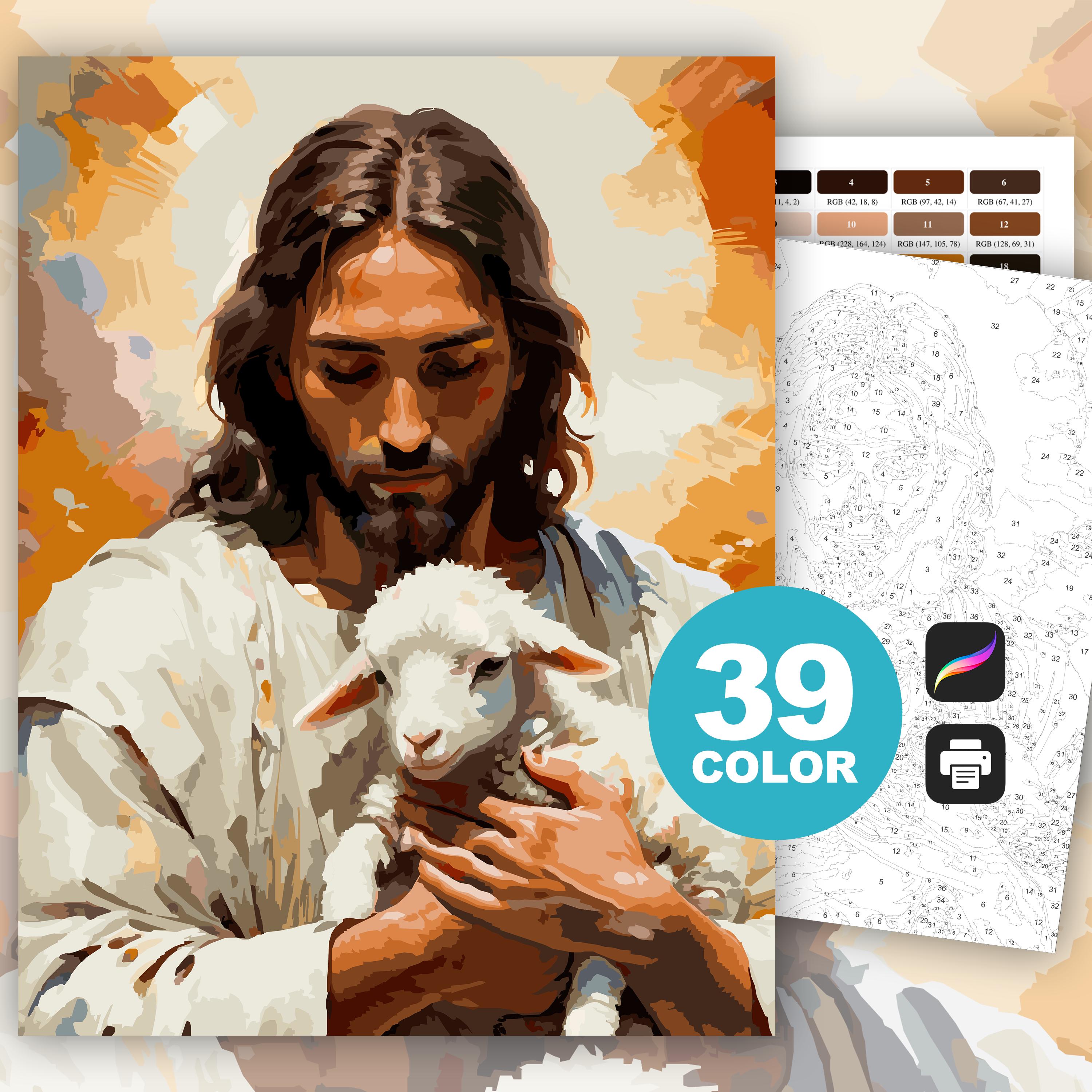 Jesus Color by Number (39-color) Digital or Printable – Lost Lamb ...