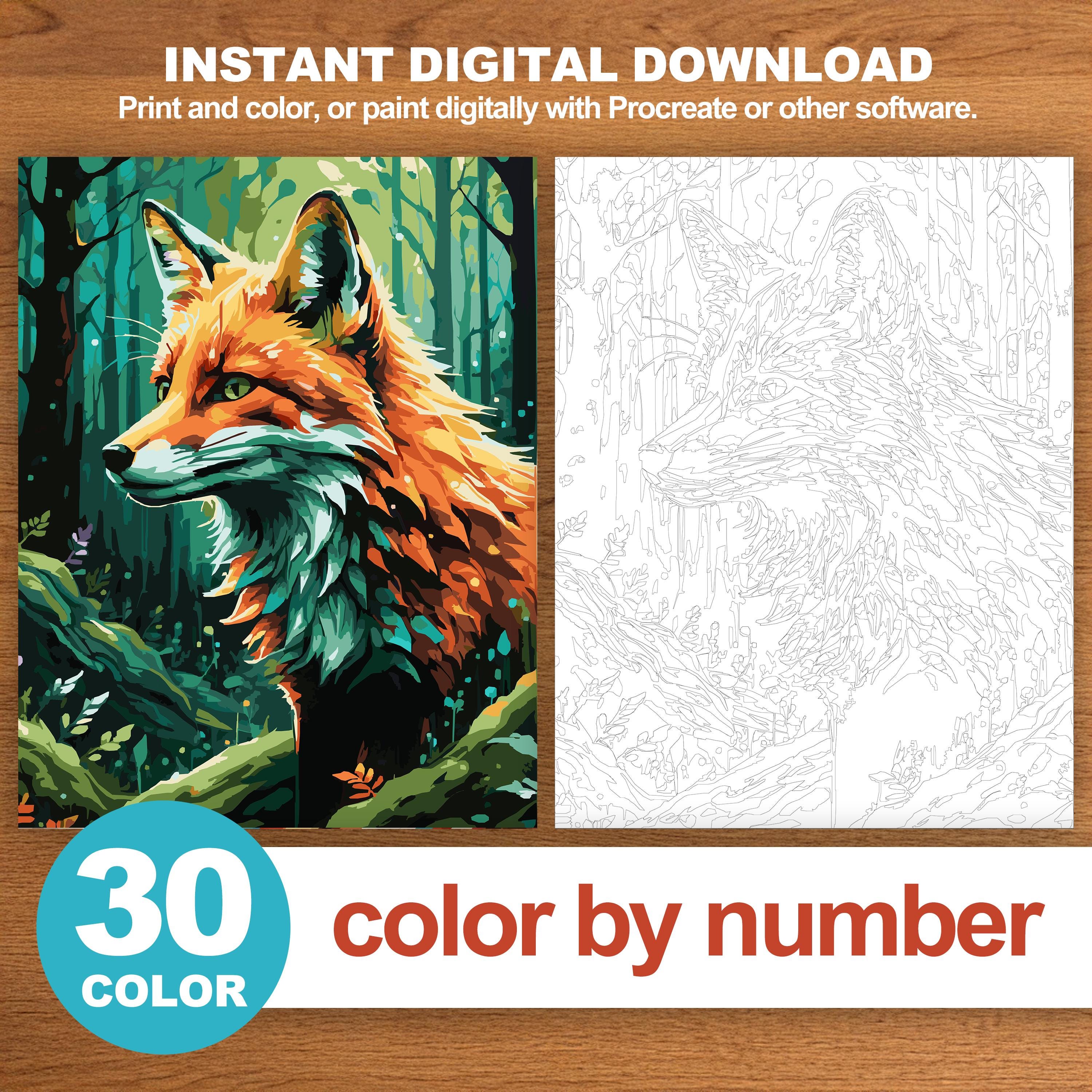 Fox Printable Color by Number (30-color) Digital Download, Digital ...