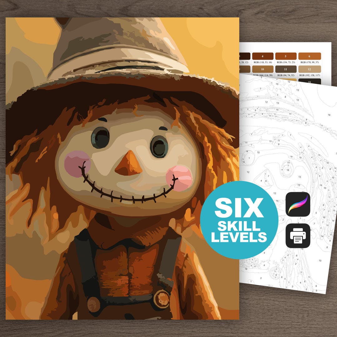 Color by Number Cute Scarecrow: Painting by Numbers Autumn Scene ...