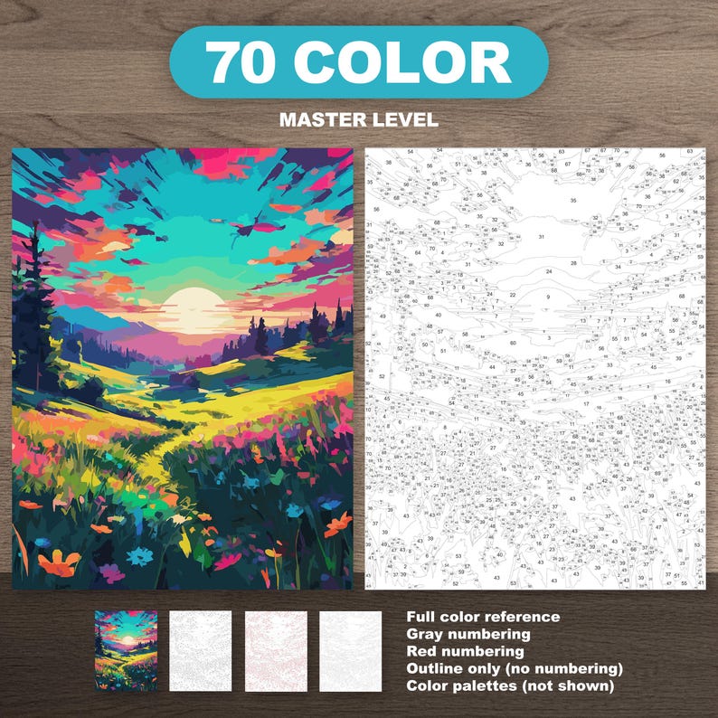 Landscape Color by Number for Adults Paint by Number Printable Coloring ...