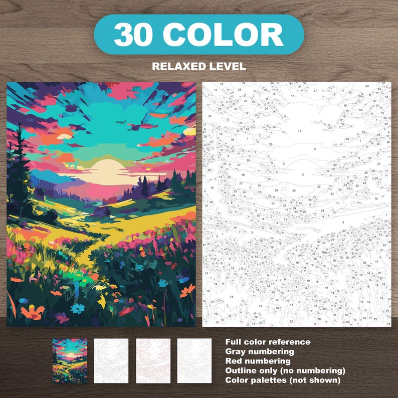 Landscape Color by Number for Adults Paint by Number Printable Coloring ...