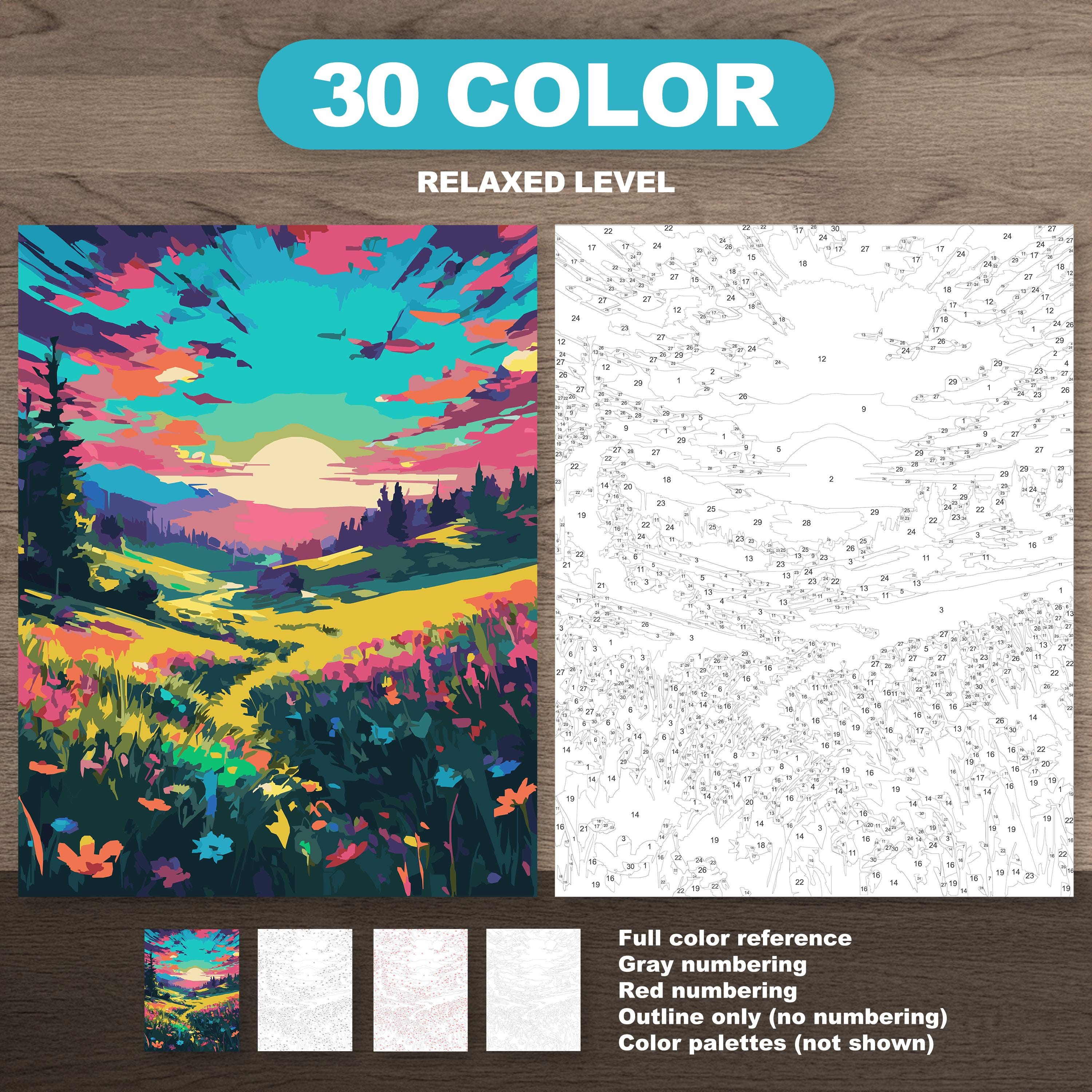 Landscape Color by Number for Adults Paint by Number Printable Coloring ...
