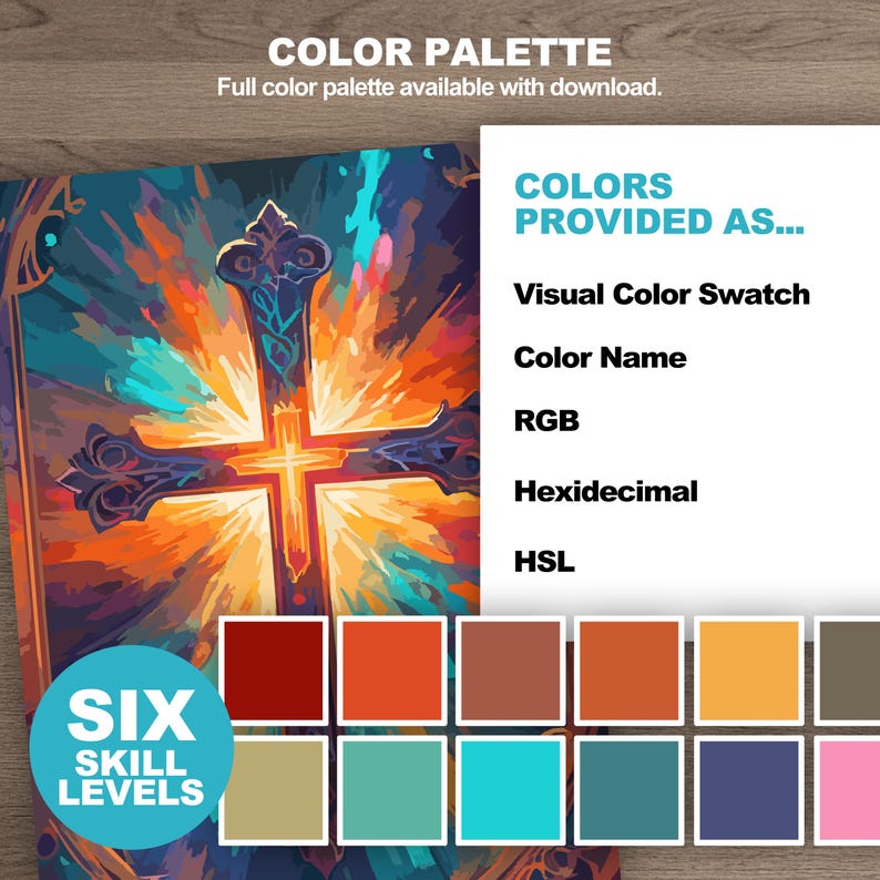 Color by Number Adult Printable Christian Cross Coloring Page Digital ...