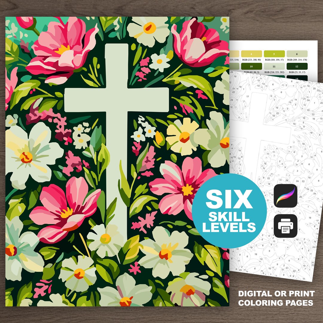 Christian Color by Number for Adult Paint by Number Digital Jesus Color ...