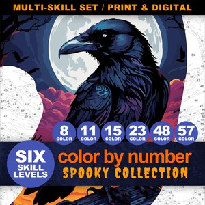 Color by Number Raven: Spooky Halloween Paint by Numbers Printable ...