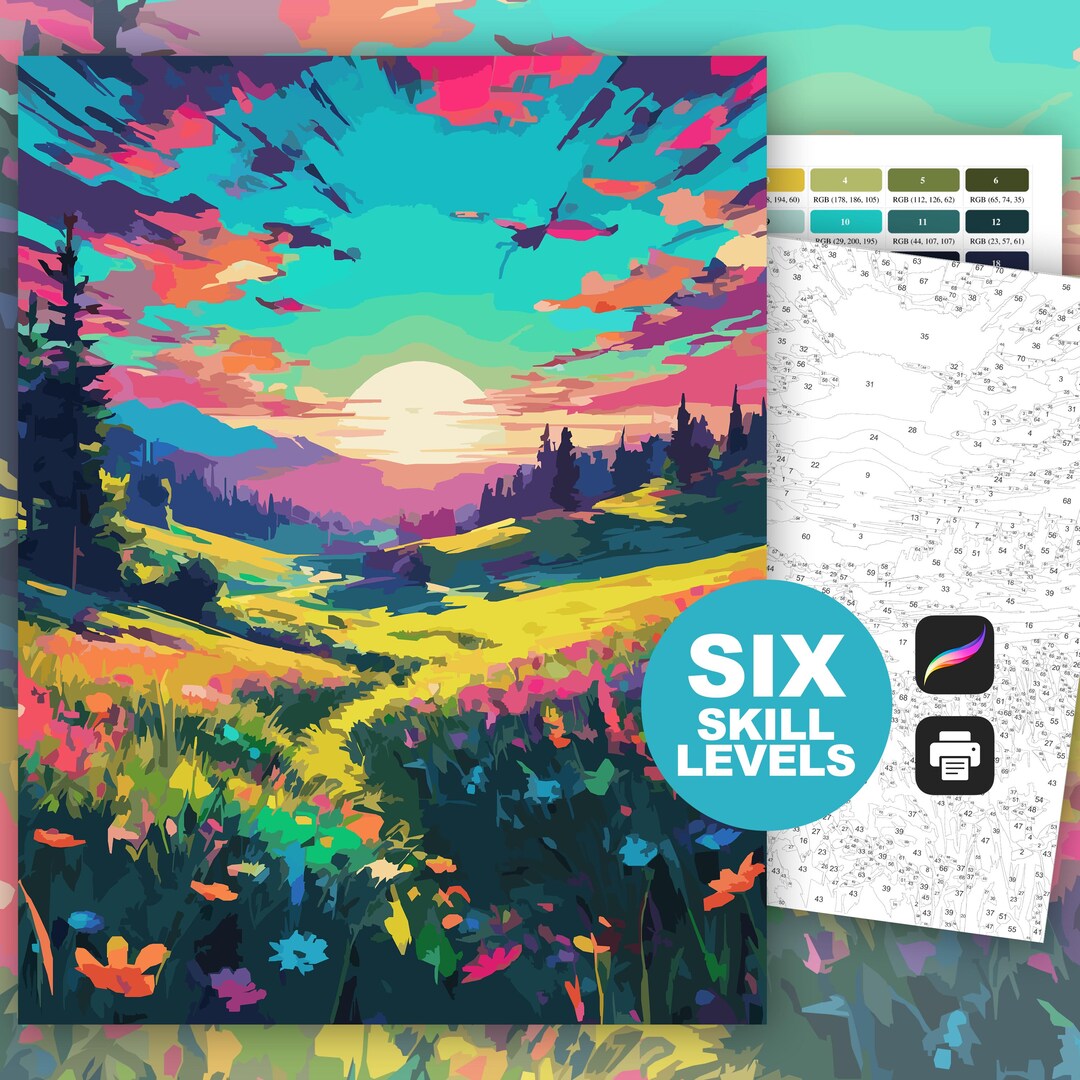 Landscape Color by Number for Adults Paint by Number Printable Coloring ...