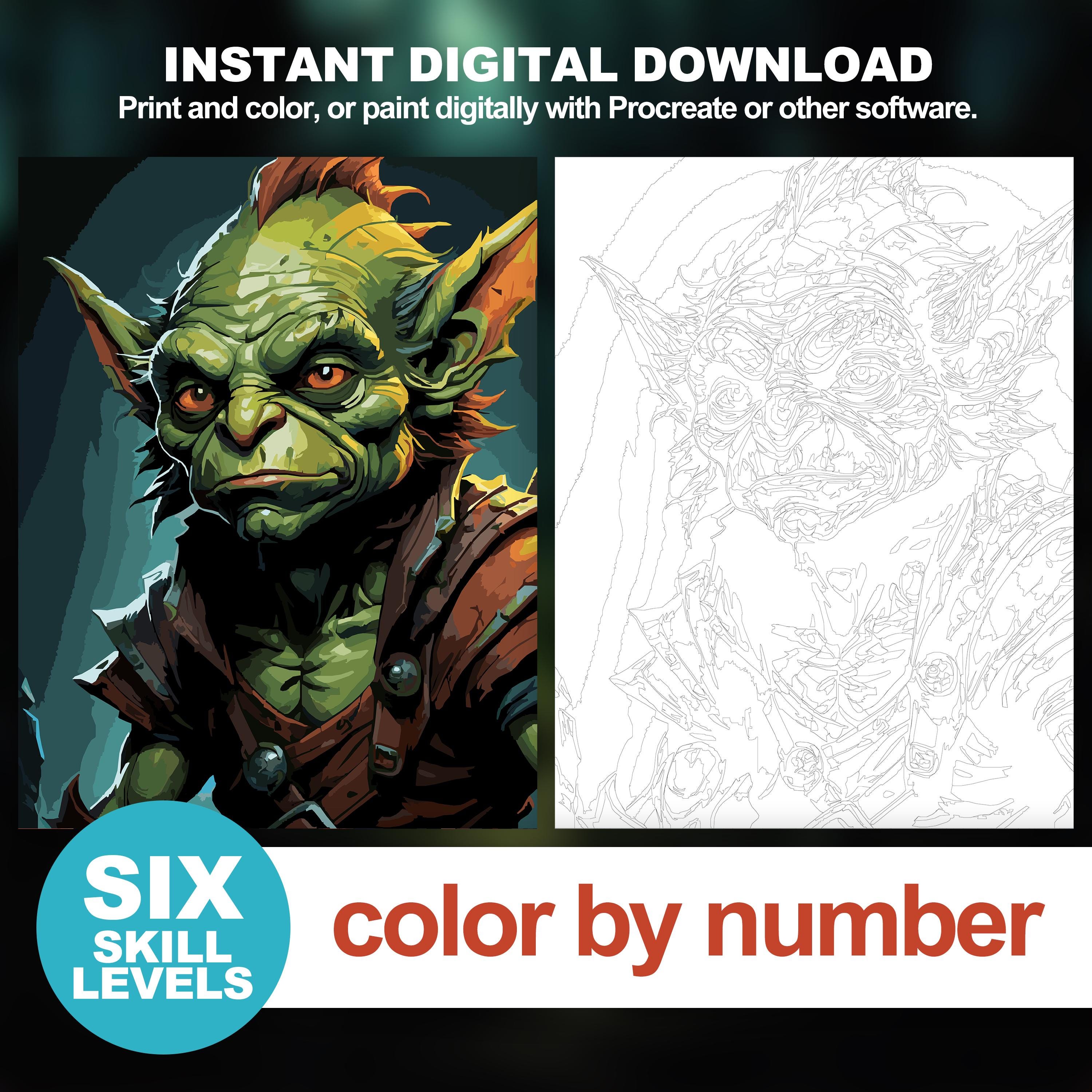 Goblin Color by Number (6 Skill Levels) | Printable and Digital ...