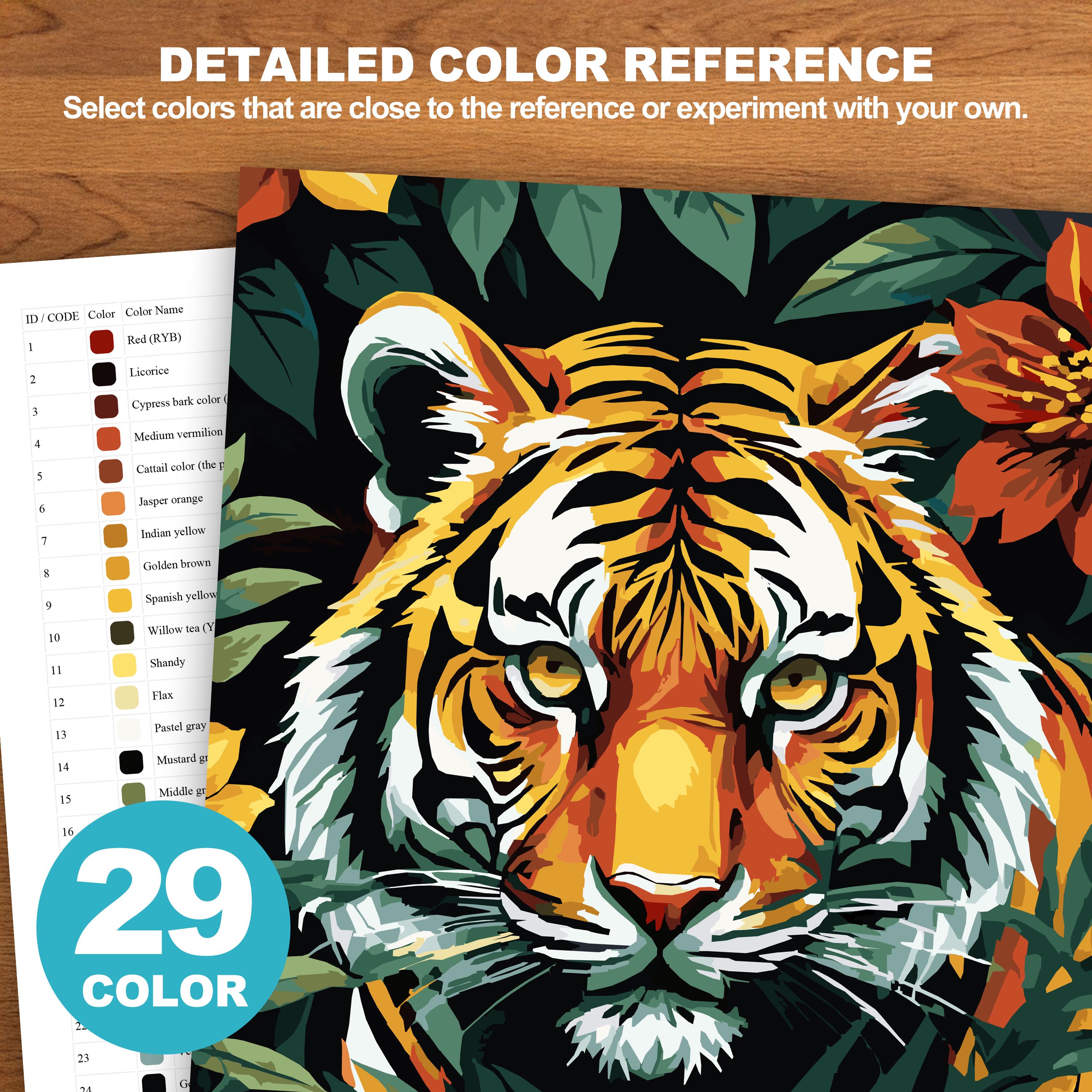 Color by Number Tiger Coloring Page Digital Download Printable ...