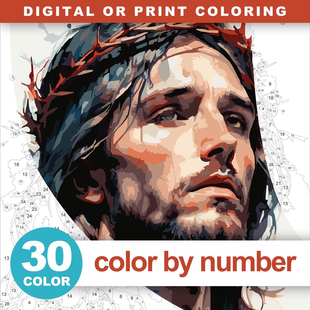 Jesus Color by Number for Adults Printable Christian Coloring Page ...