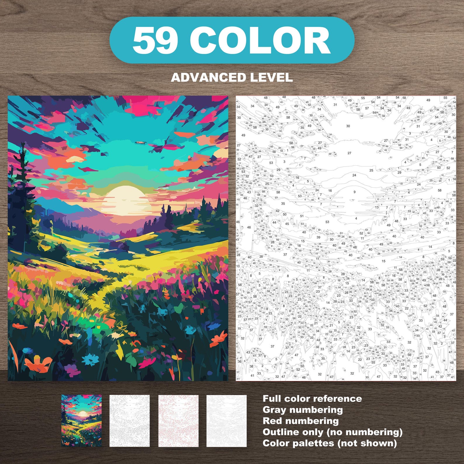 Landscape Color by Number for Adults Paint by Number Printable Coloring ...