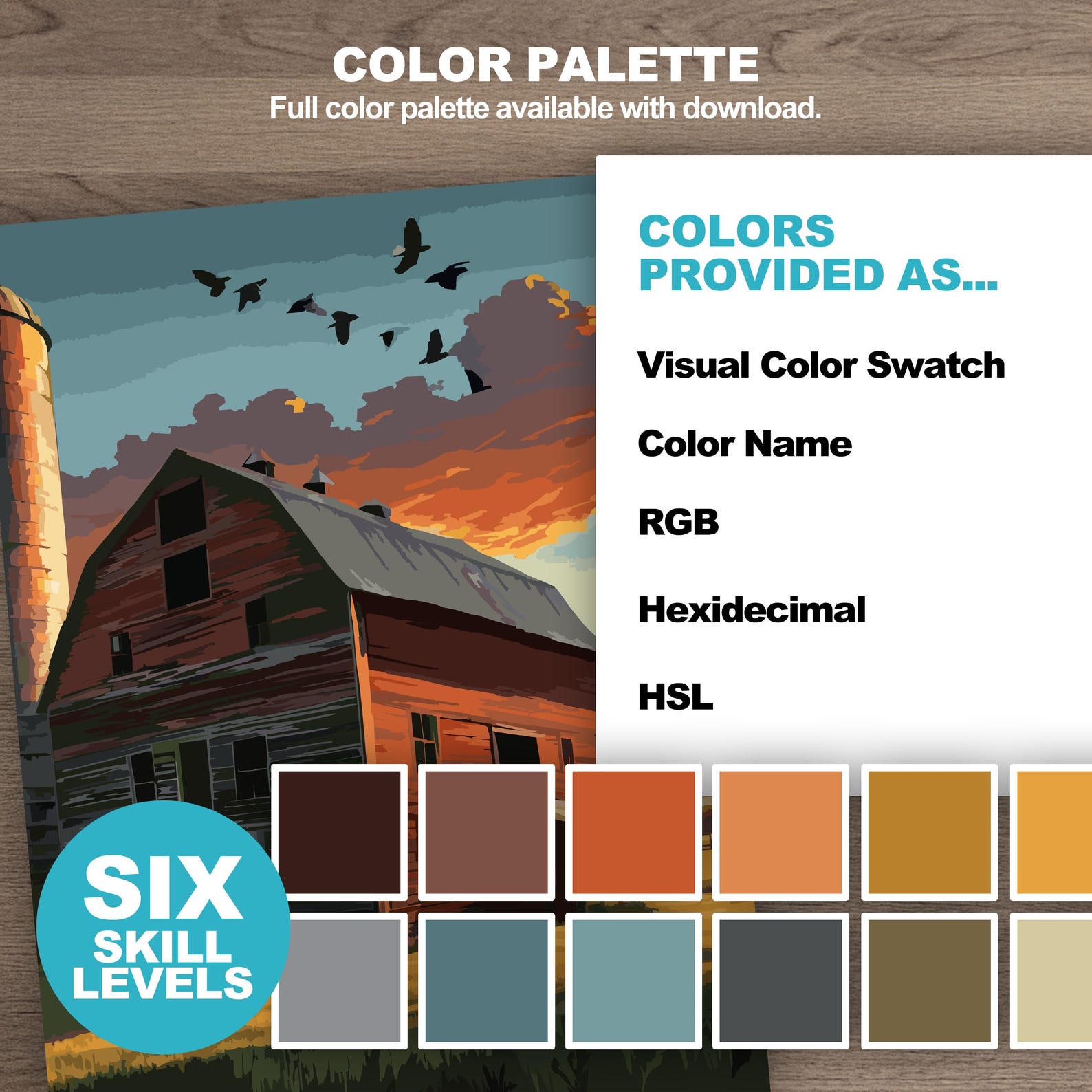 Color by Number Barn (6 Skill Levels): Paint by Numbers Printable ...
