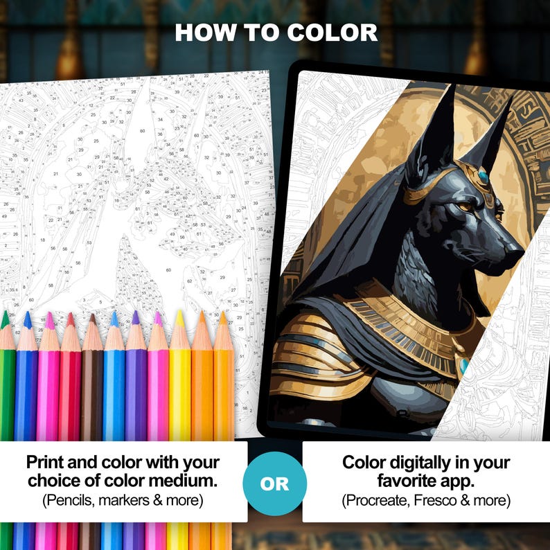 Color by Number Adult Printable Anubis Egyptian God Coloring Page ...