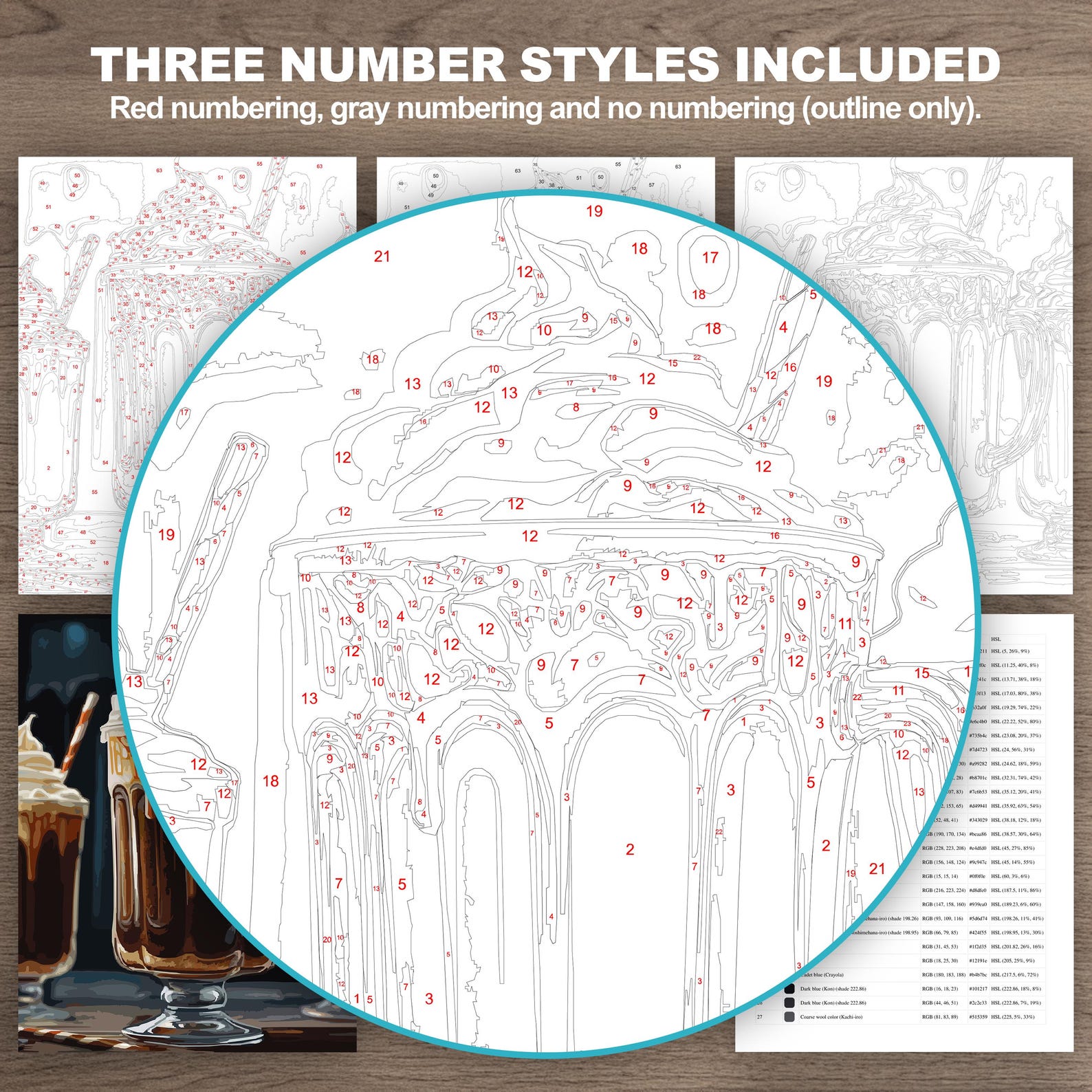 Color by Number for Adults Printable Root Beer Float Coloring Page ...