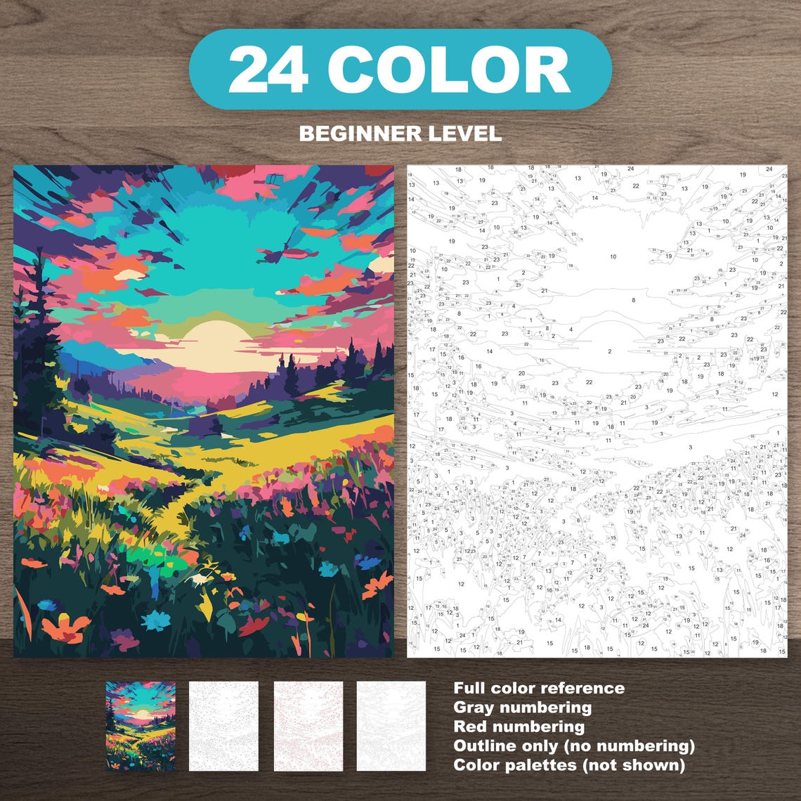 Landscape Color by Number for Adults Paint by Number Printable Coloring ...