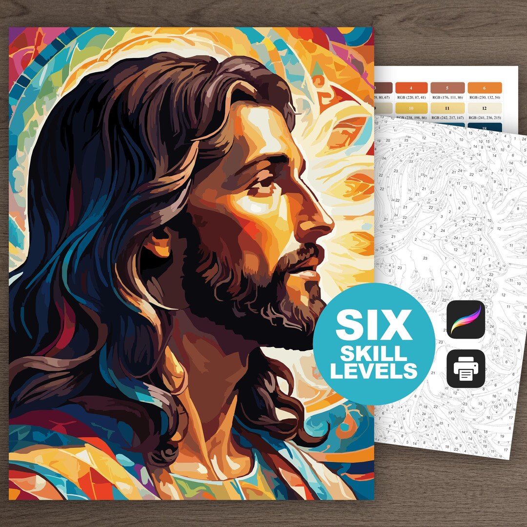 Jesus Christ Color by Number: Christian Art Printable (digital Download ...