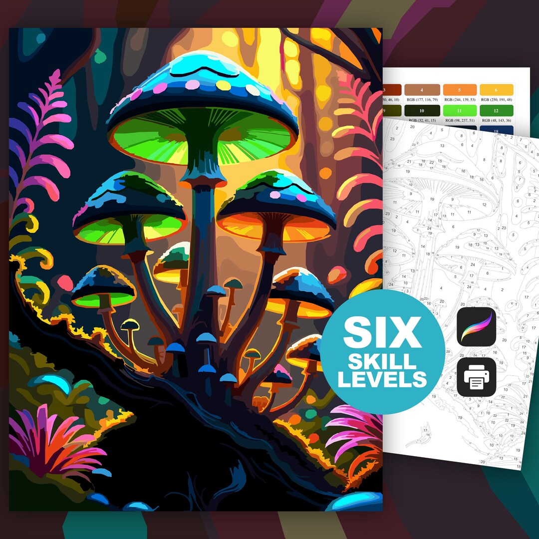 Forest Mushroom Color by Number: Printable Nature Coloring Page ...