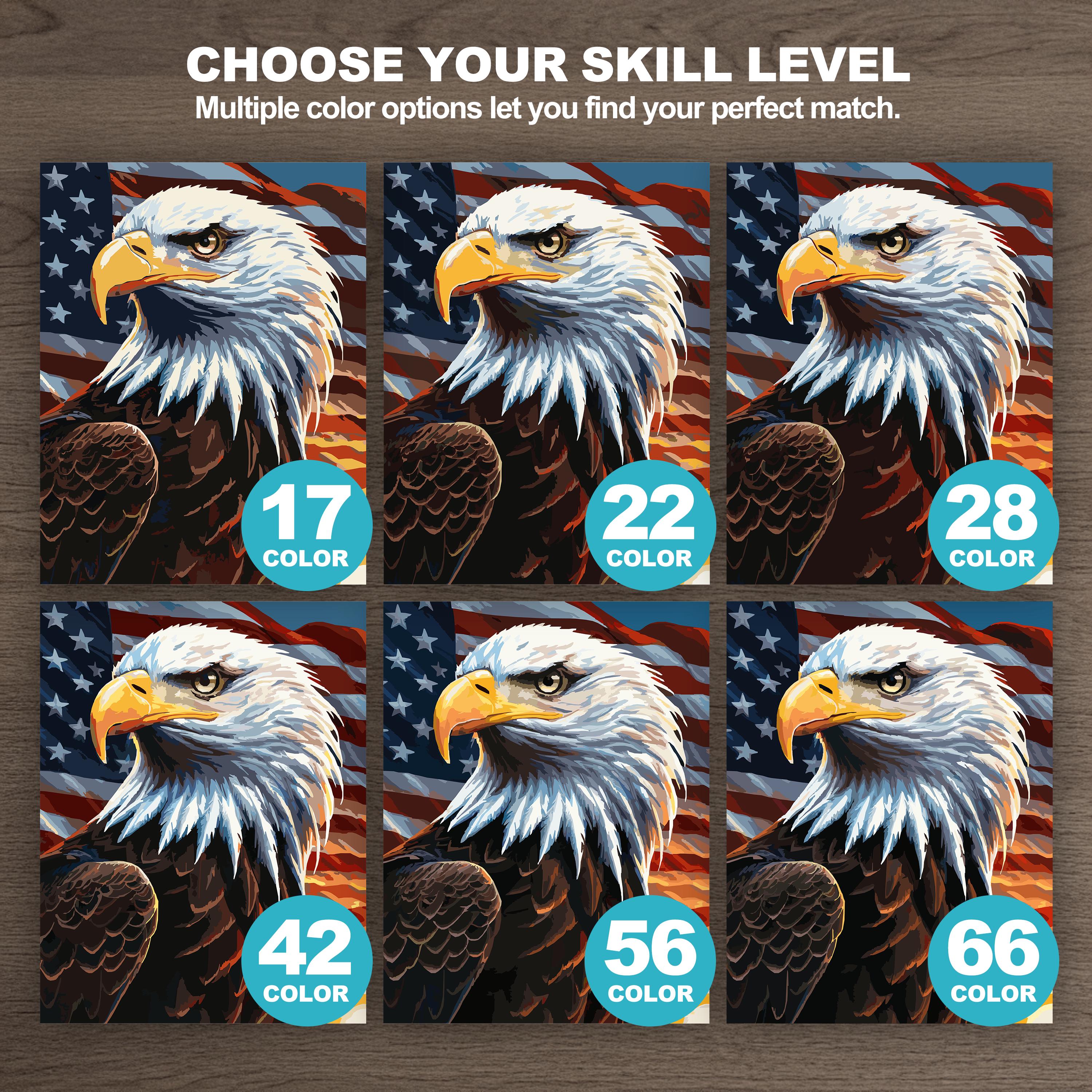 American Eagle Color by Number (6 Skill Levels): Patriotic Printable ...