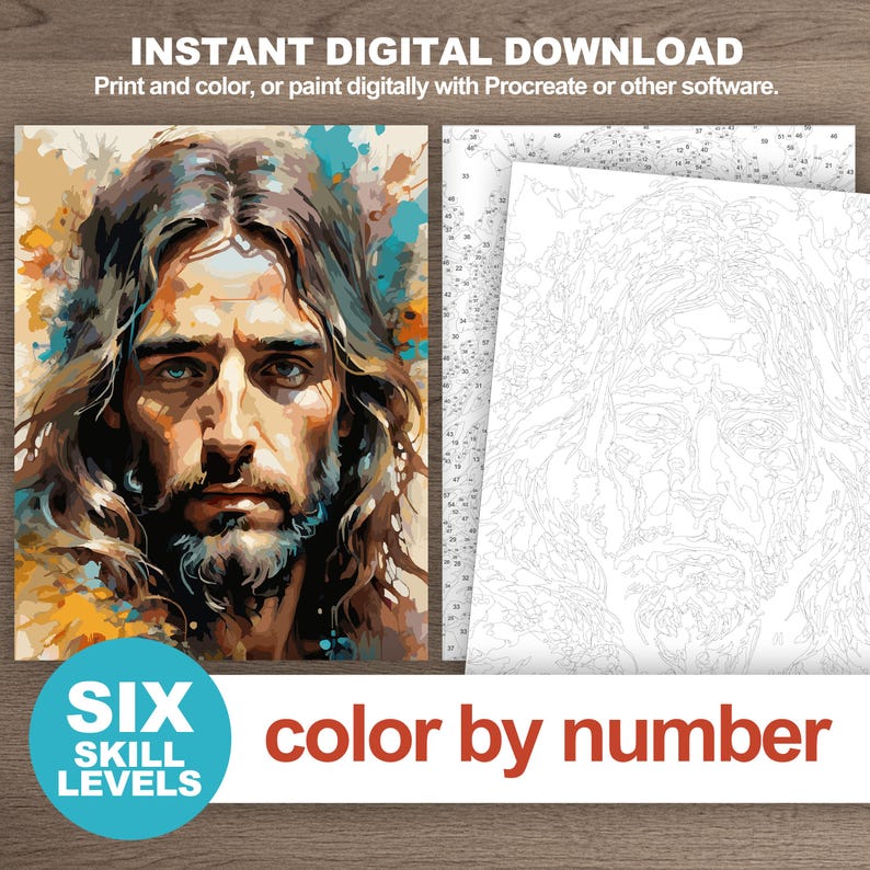 Jesus Color by Number for Adults Printable Christian Coloring Page ...