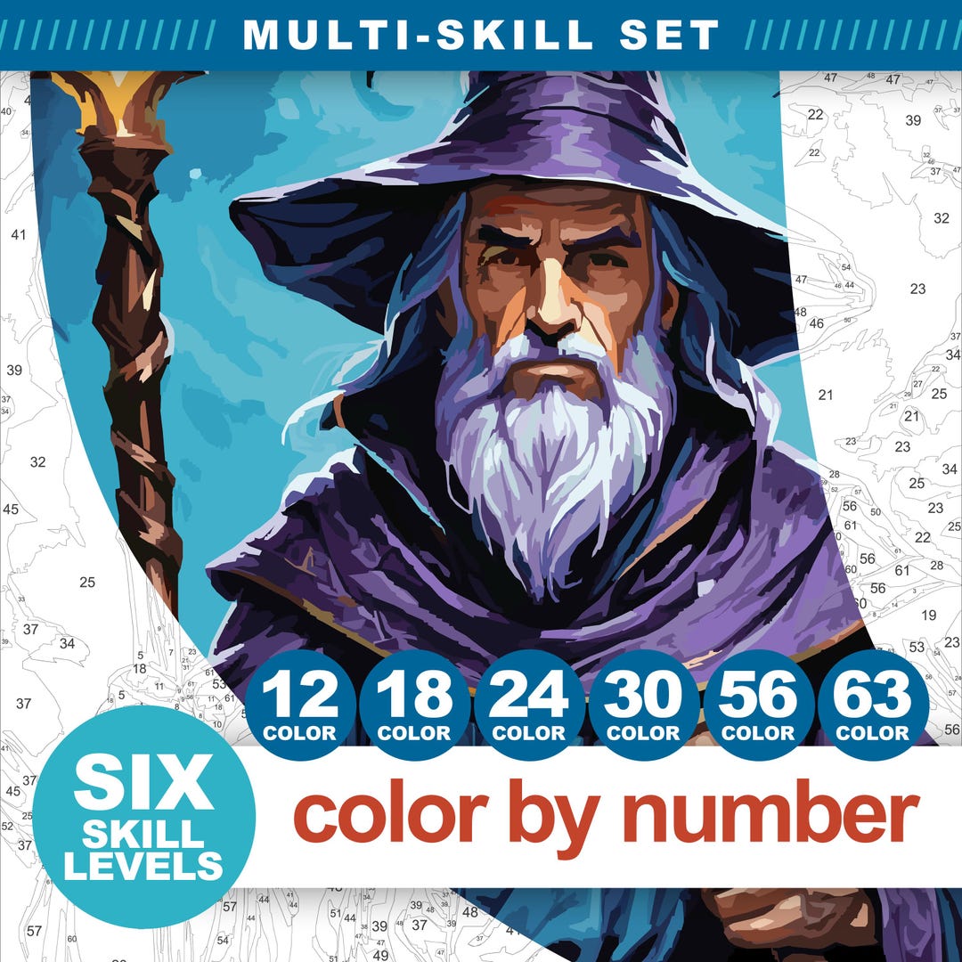 Wizard Color by Number for Adults Paint by Number Merlin Color by ...