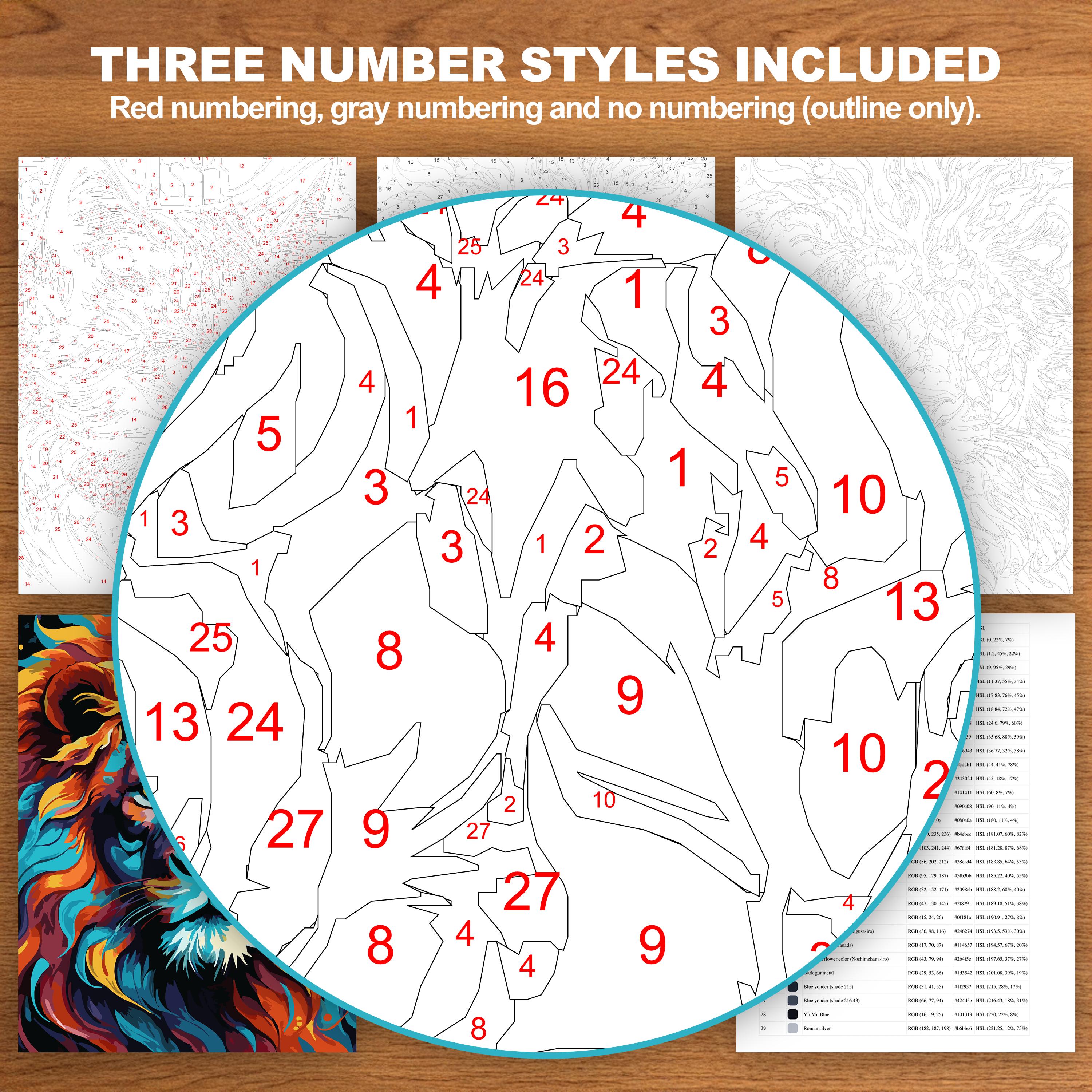 Color by Number Lion (6 Skill Levels) Digital Download | Printable ...