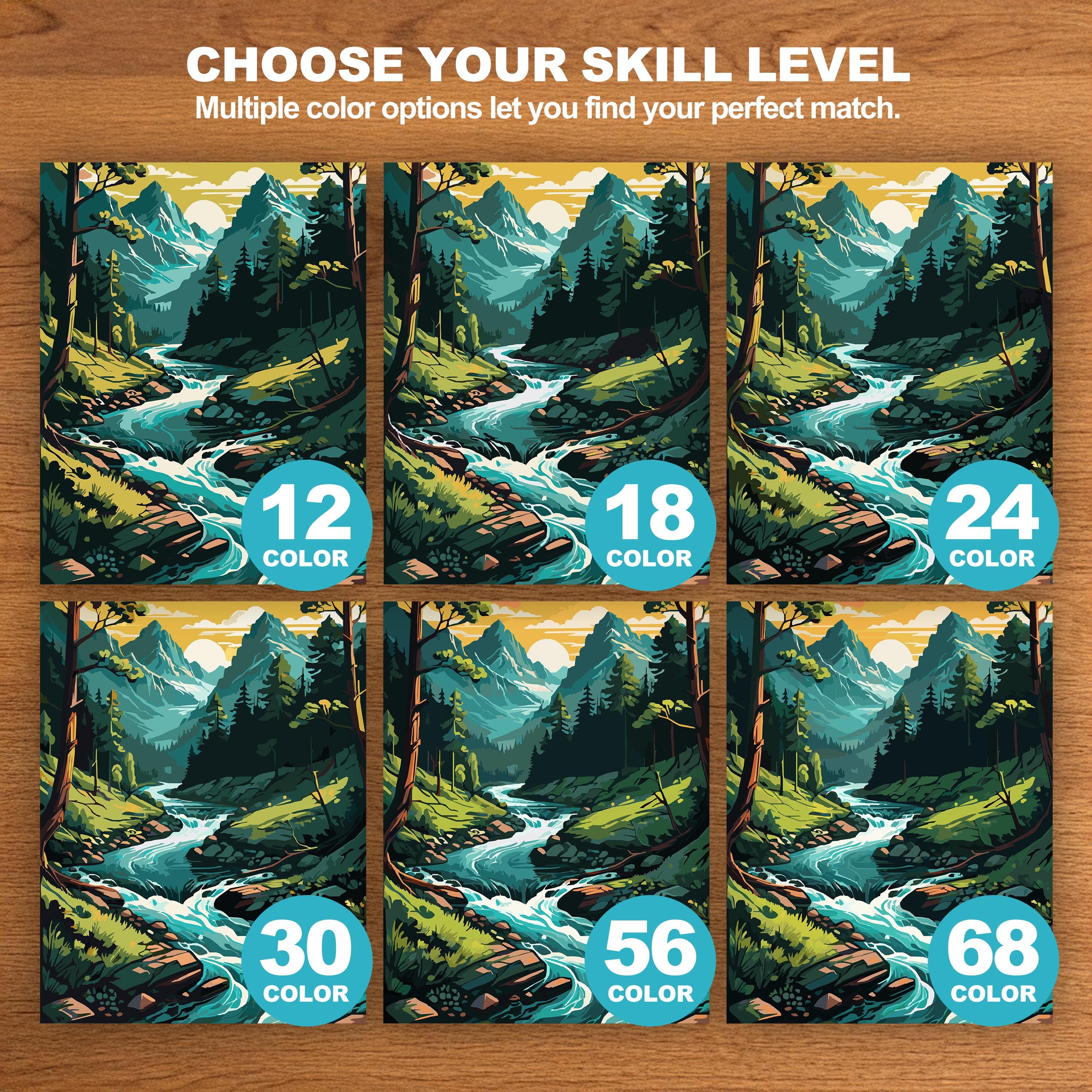 Color by Number Mountain River (6 Skill Levels) Digital Download ...